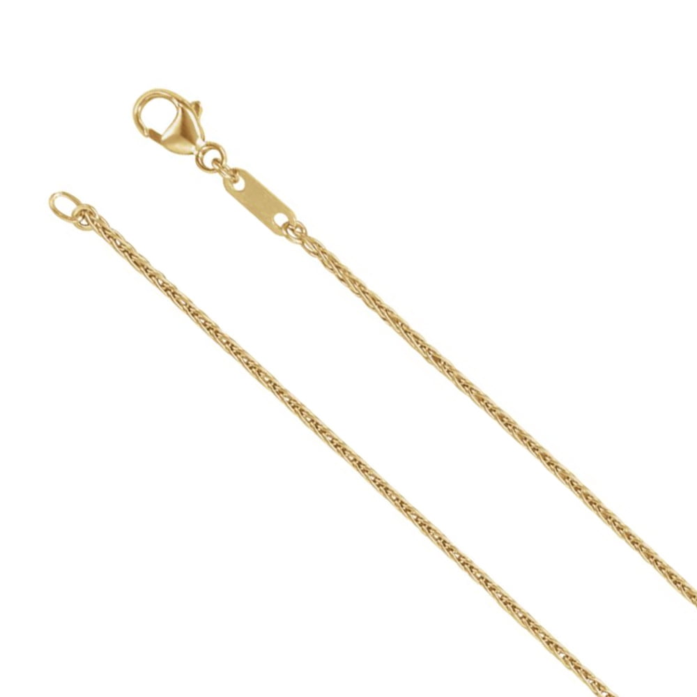 The Black Bow 18k Yellow Gold 1.2mm Solid Wheat Chain Necklace, 18 Inch ...