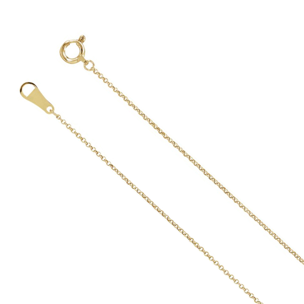 The Black Bow 18k Yellow Gold 1mm Solid Rolo Chain Necklace, 20 Inch ...