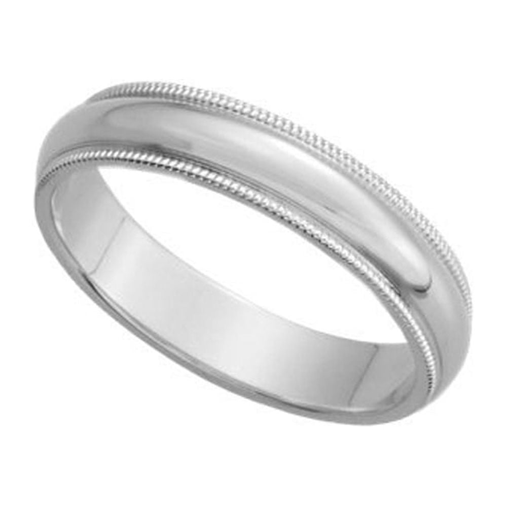 The Black Bow 4mm Milgrain Edge Domed Band in 14k White Gold Size 6.5 ...
