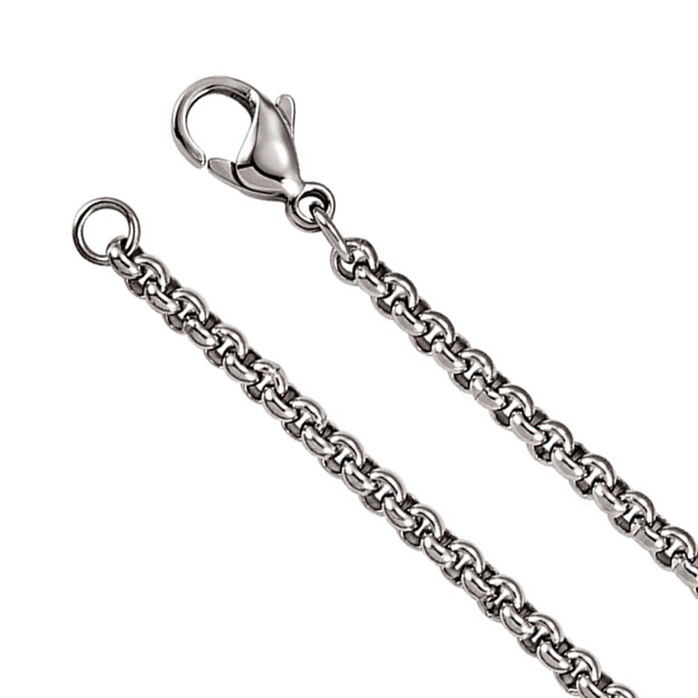 The Black Bow Men's 3mm Stainless Steel Rolo Chain Necklace, 22 Inch ...