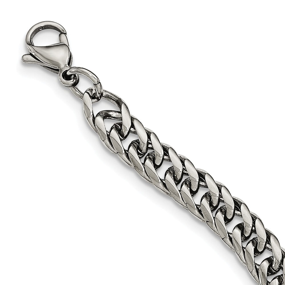 The Black Bow Men's 7.25mm Stainless Steel Rambo Double Curb Chain ...