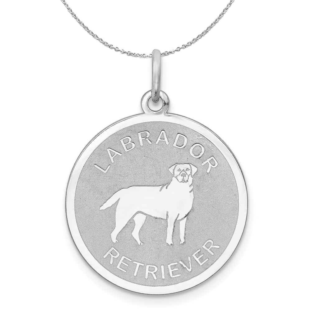 The Black Bow Silver Laser Etched Labrador Retriever Dog 19mm Necklace ...