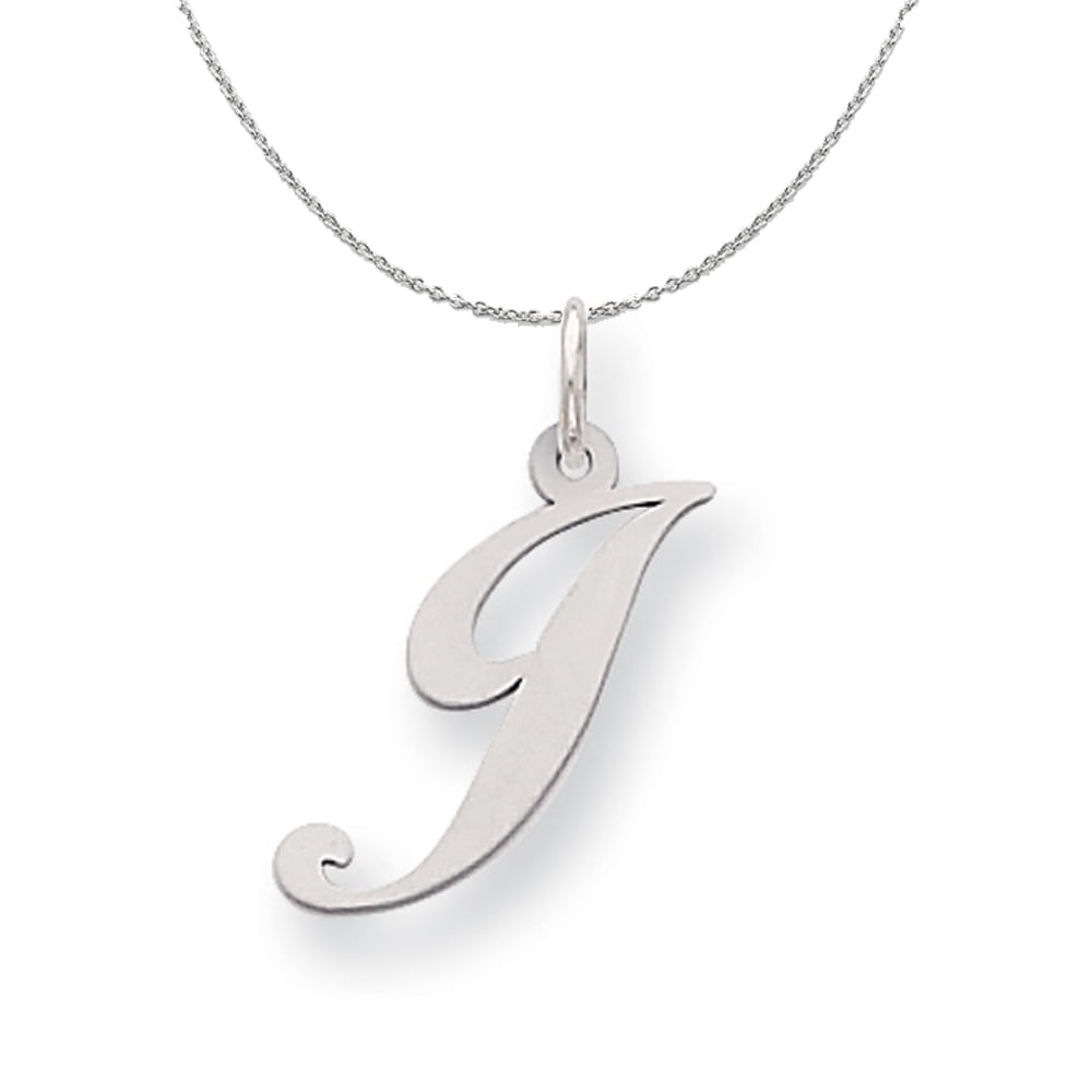 The Black Bow Silver, Medium Fancy Script Initial J Necklace - 16 In ...
