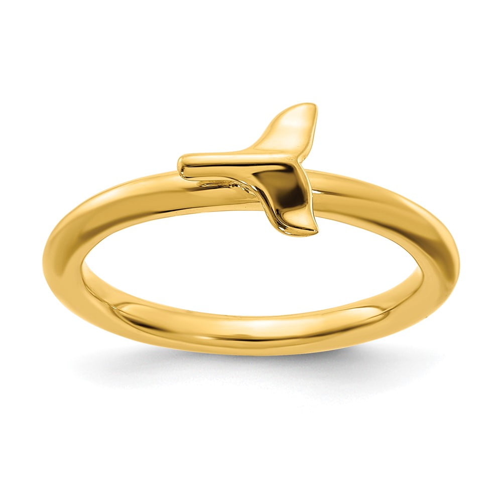 The Black Bow Sterling Silver 14k Yellow Gold Plated Stackable Whale ...