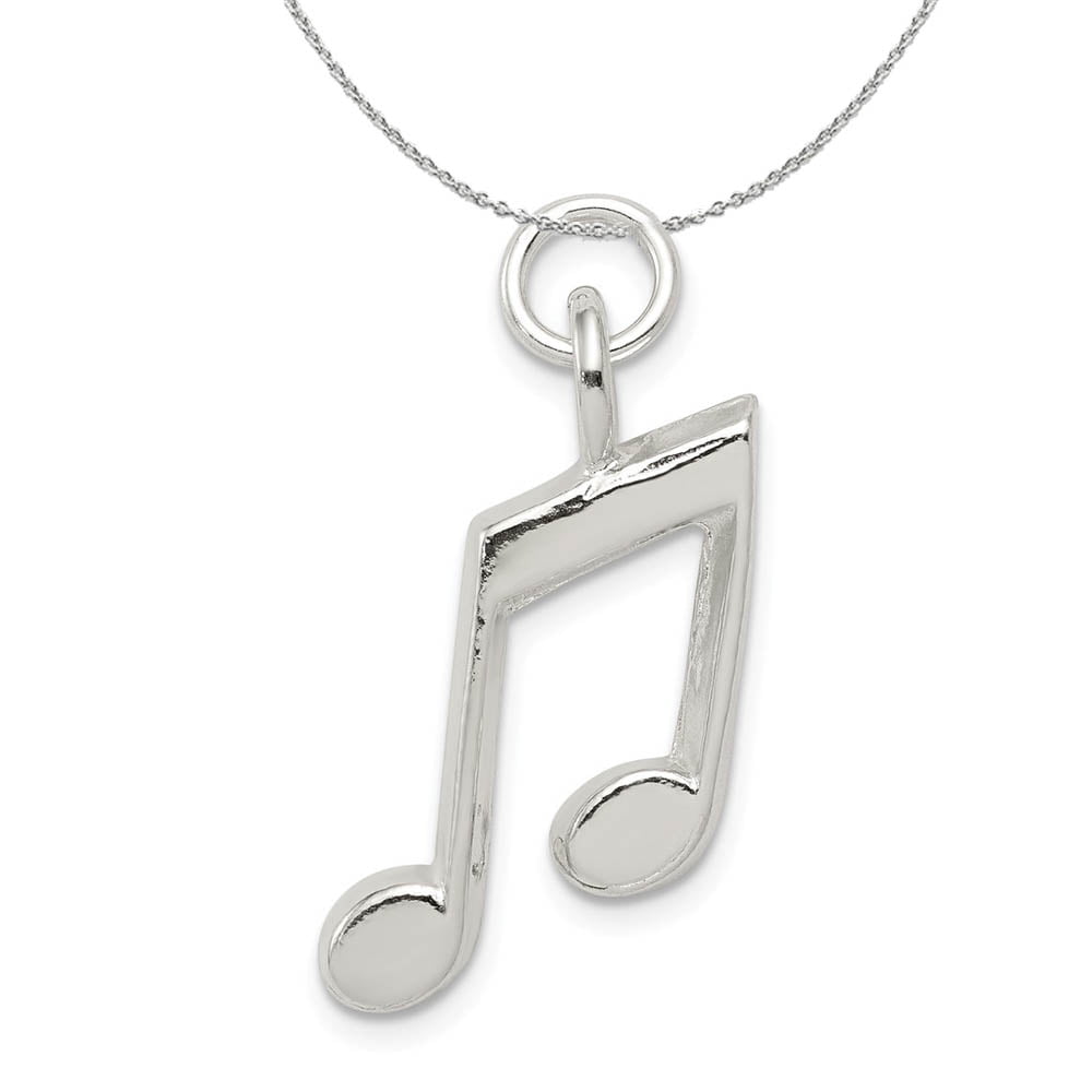 The Black Bow Sterling Silver Beamed Musical Notes Necklace - 24 Inch ...