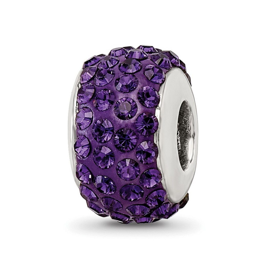 925 Sterling Silver Polished Reflections Purple Violet Full Crystal ...