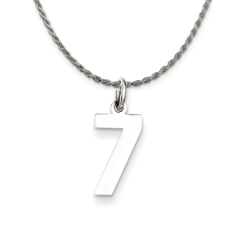 The Black Bow Sterling Silver Large Polished Number 7 Necklace - 20 ...