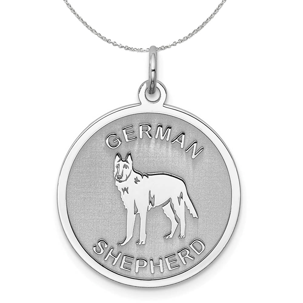 The Black Bow Sterling Silver Laser Etched German Shepherd Dog 19mm ...