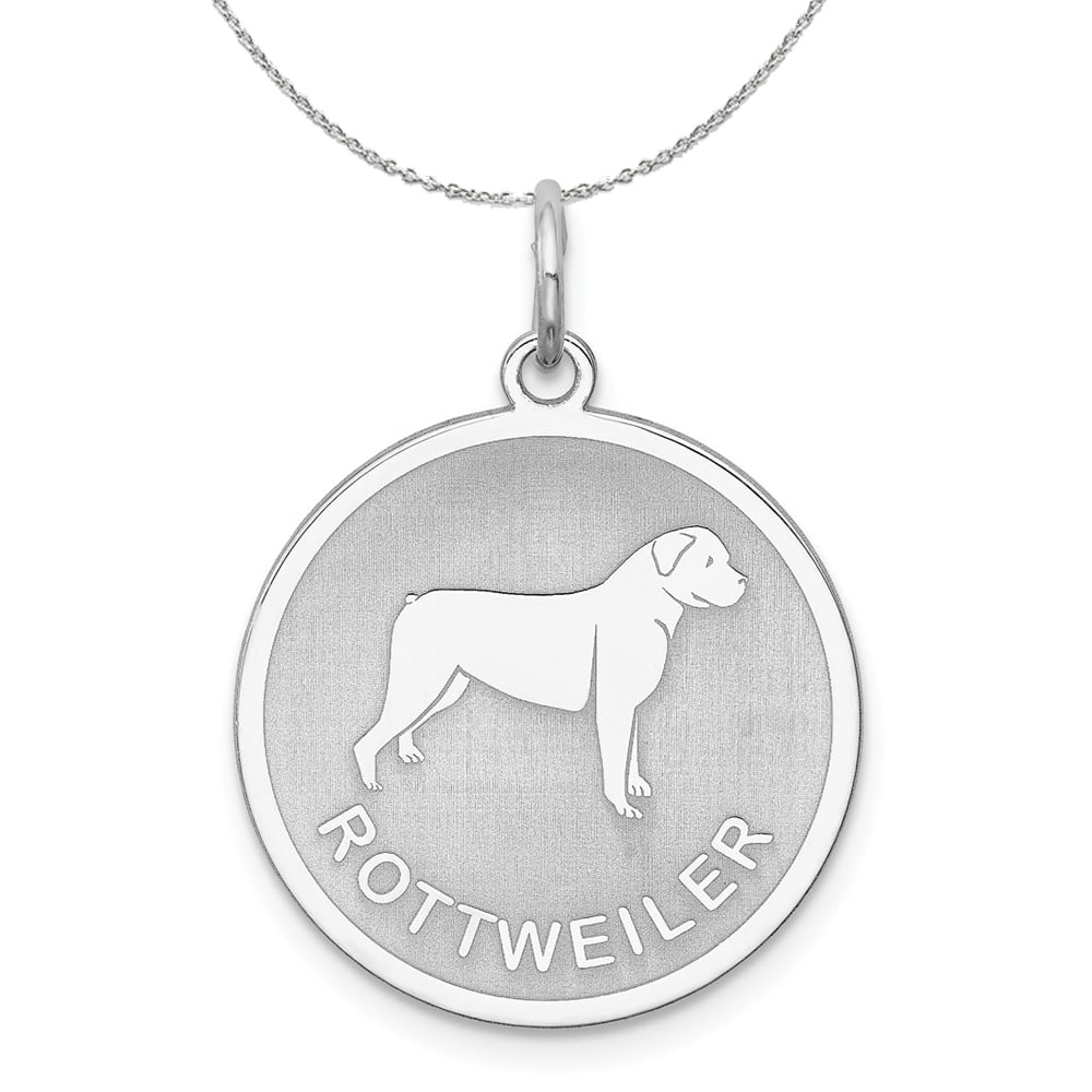 The Black Bow Sterling Silver Laser Etched Rottweiler Dog 19mm Necklace ...