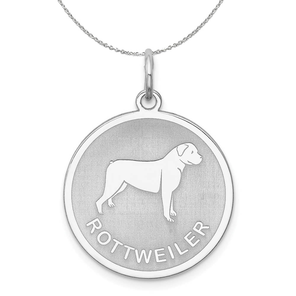 The Black Bow Sterling Silver Laser Etched Rottweiler Dog 19mm Necklace ...