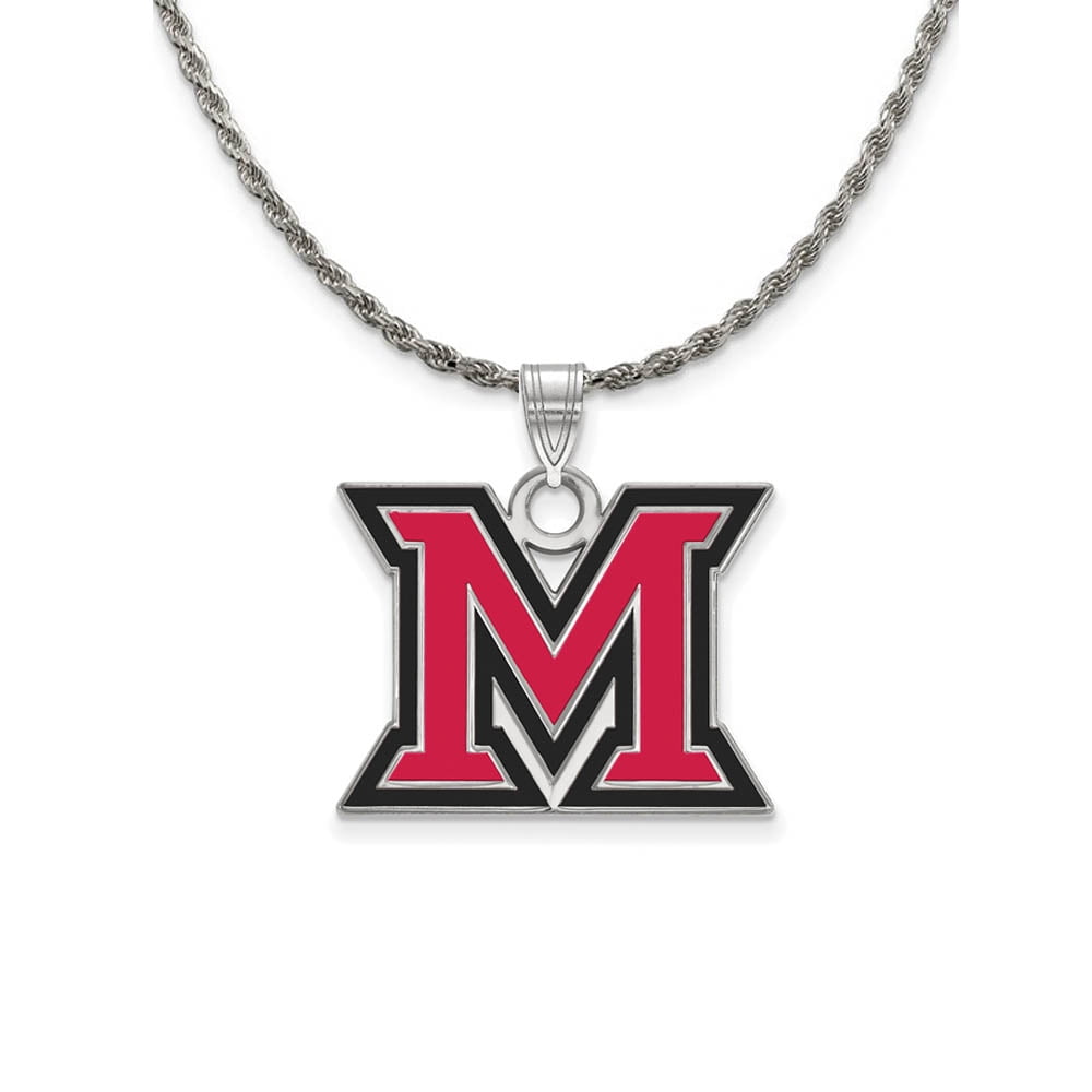 The Black Bow Sterling Silver Miami U Large Enamel Pendant Necklace ...