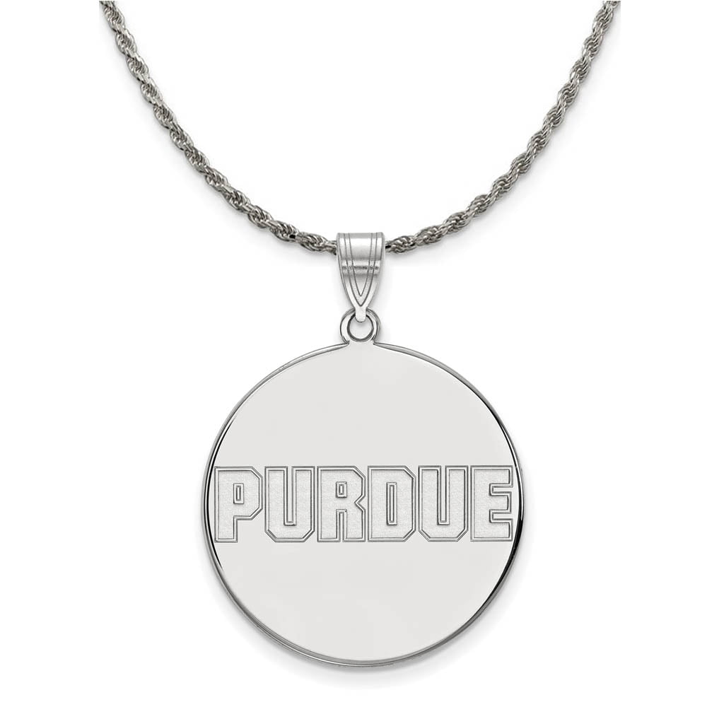 The Black Bow Sterling Silver Purdue XL Script Disc Necklace - 24 Inch ...