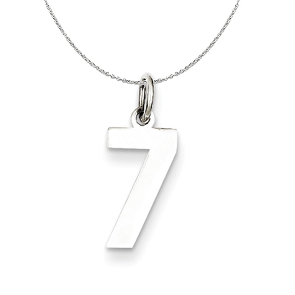 The Black Bow Sterling Silver, Small Polished Number 7 Necklace - 16 In ...
