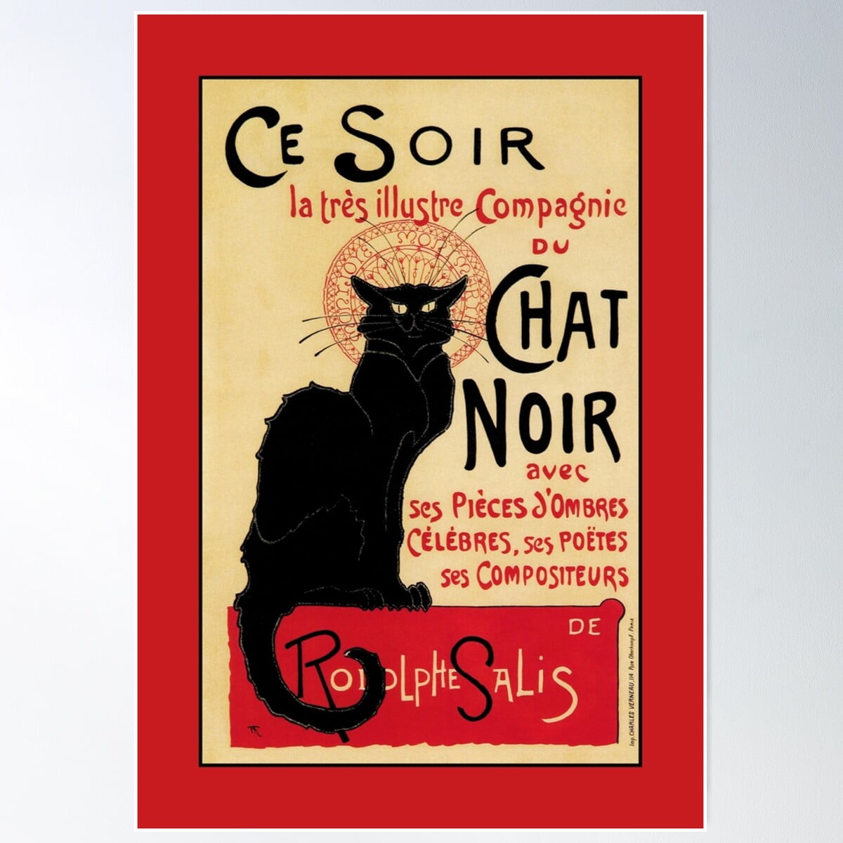The Black Cat, Le Chat Noir Famous Art Nouveau Ad Poster Wall Art ...