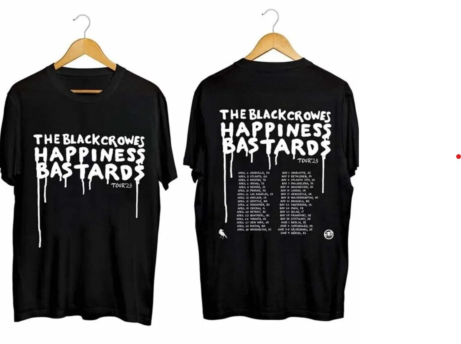 The Black Crowes 2024 Happiness Bastards Tour Shirt, 2 Sided T Shirt ...