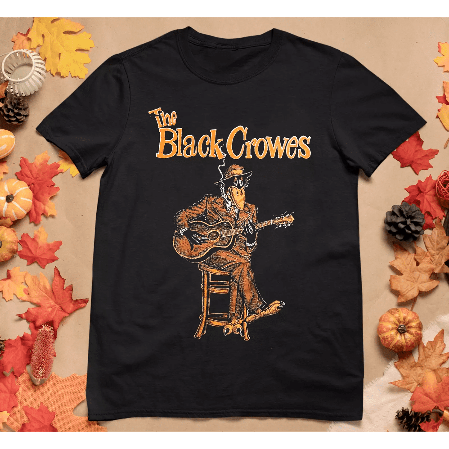 The Black Crowes Band Cotton T-Shirt Reprinted Black All Size Men ...