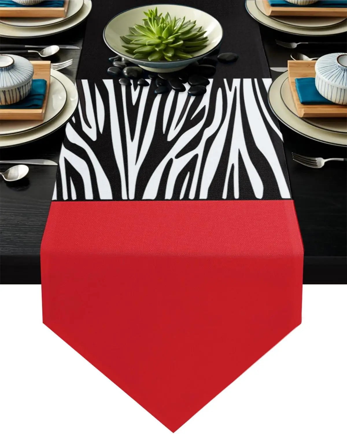 The Black White Stripes Zebra Table Runner Christmas Decorations for ...