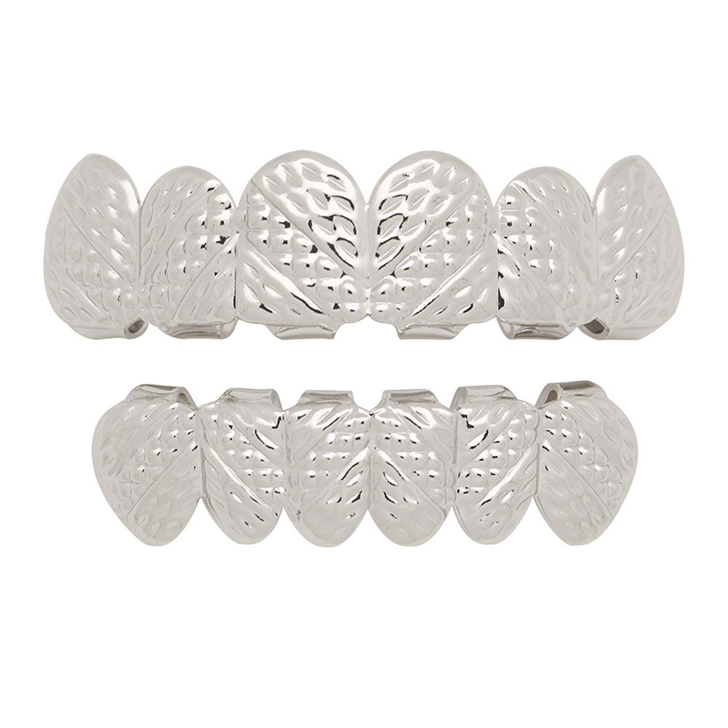 The Bling Factory 14k White Gold Plated Oblique Texture Removable Top ...