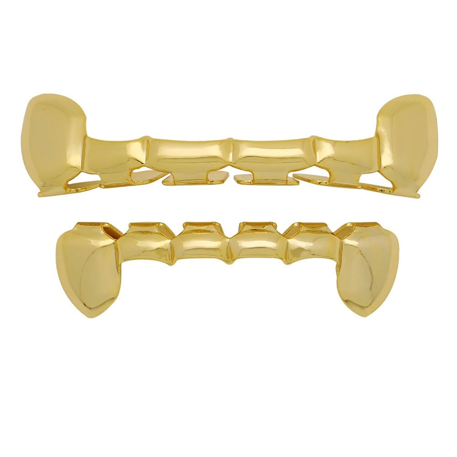 The Bling Factory 24k Gold Plated Half Teeth Removable Top & Bottom ...