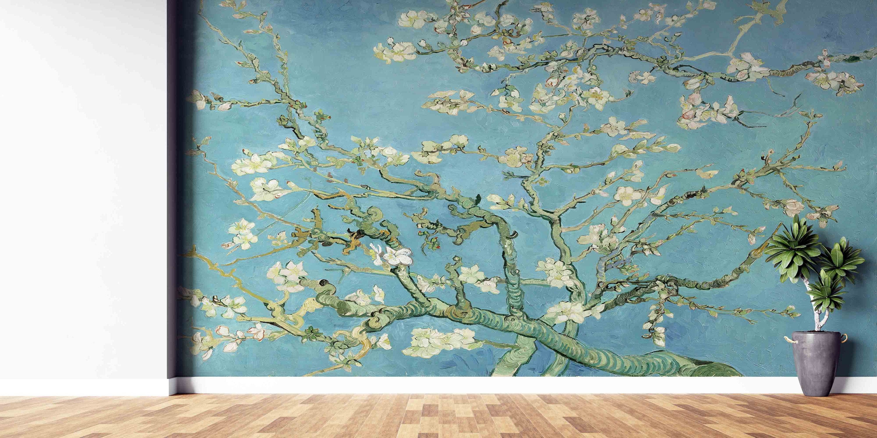 The Blossoming Almond Tree Wall Painting, Custom Wallpaper, Modern ...