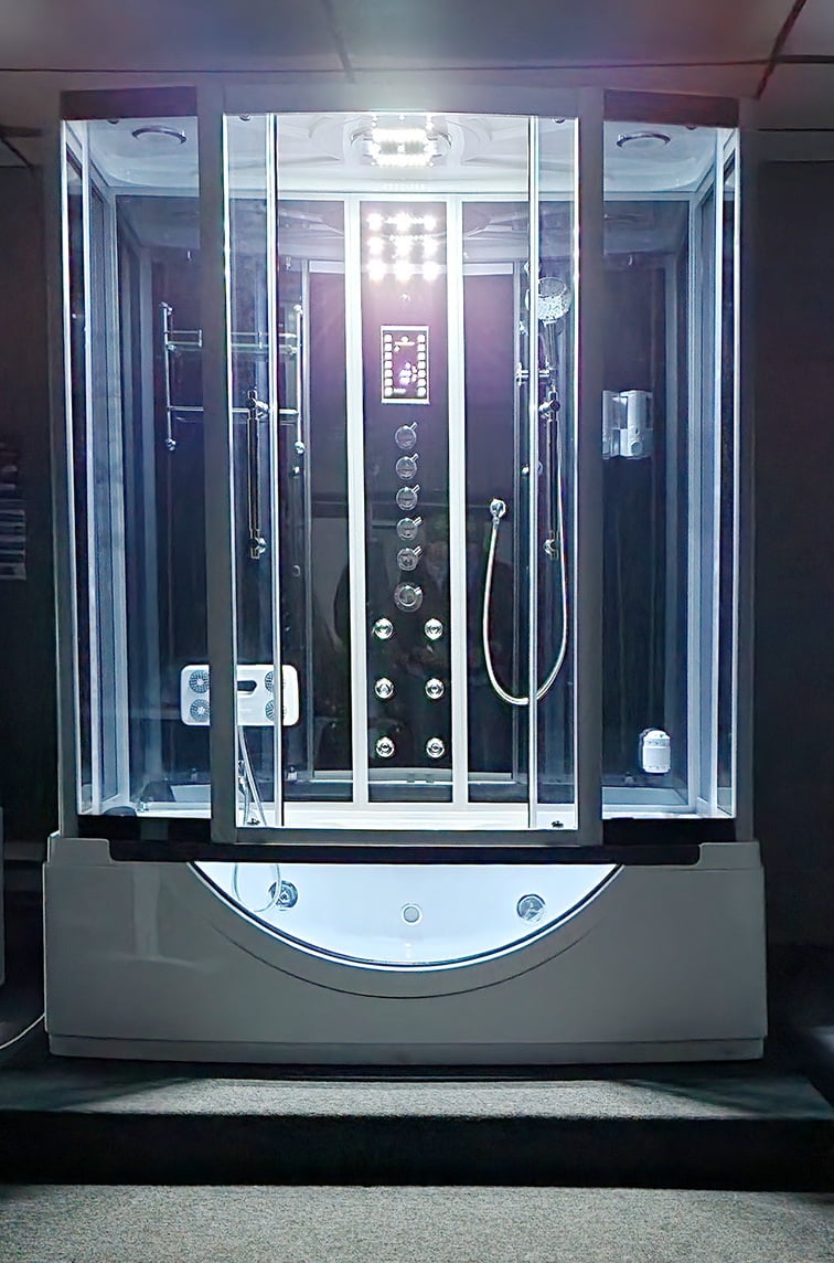 Blue Lagoon ER67-35WSB-HD-L Steam Shower Cabin with Jets Bathtub, 67" x ...