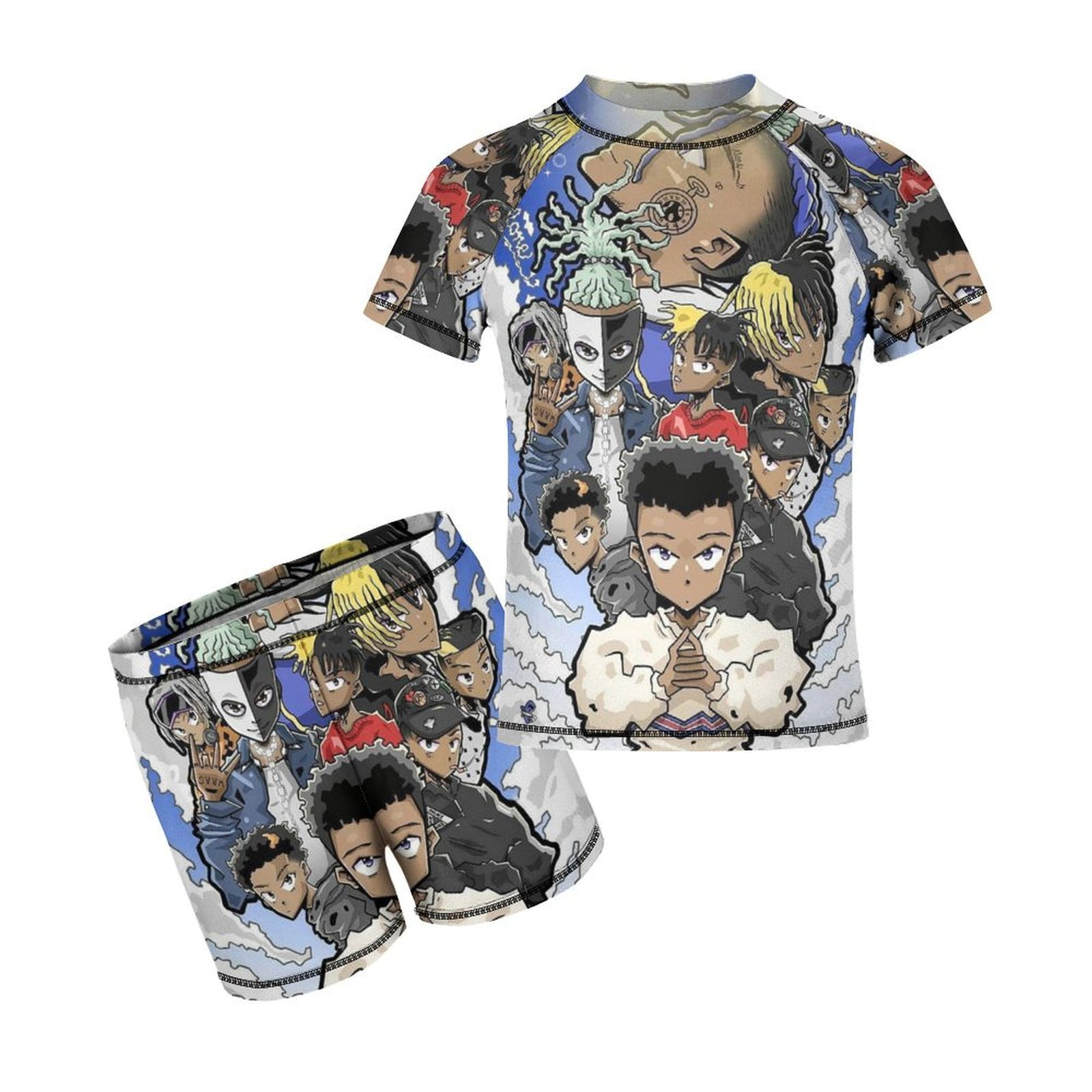 The Boondocks Boys 2-Piece Swimsuit Set, Short Sleeve Rash Guard & Swim ...