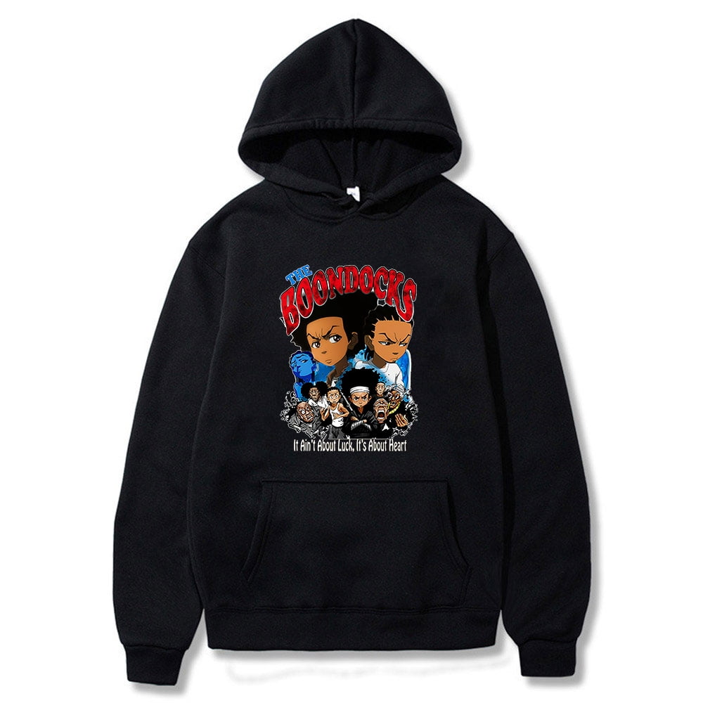 The Boondocks Hoodie Black Cartoon Women Men Hooded Sweatshirt Anime ...