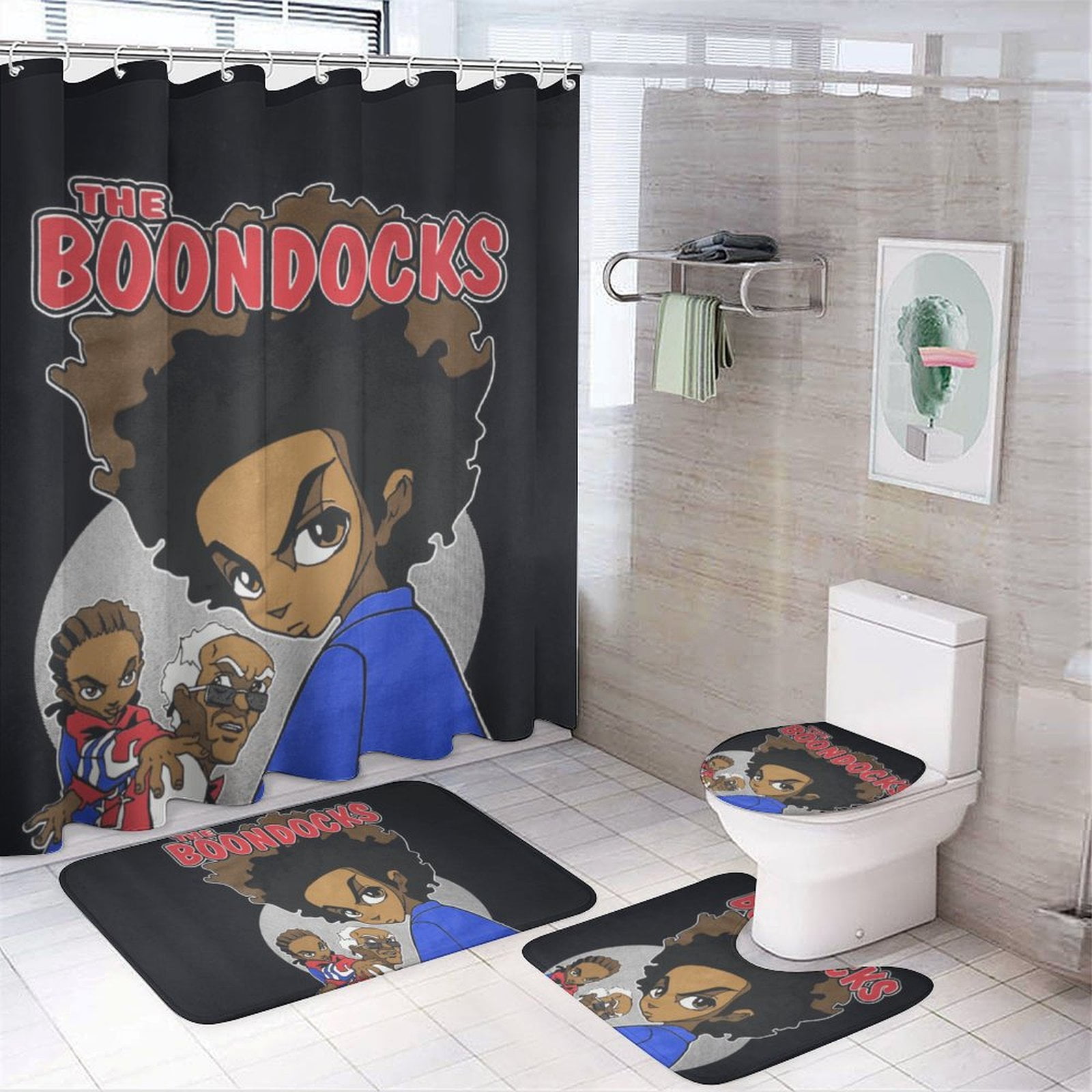 The Boondocks Shower Curtain Set 4 Piece, Set Bathroom Sets with Rugs ...