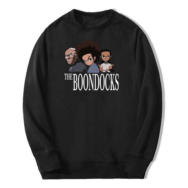 The Boondocks Sweatshirt Black Cartoon Anime Crewneck Long Sleeve ...