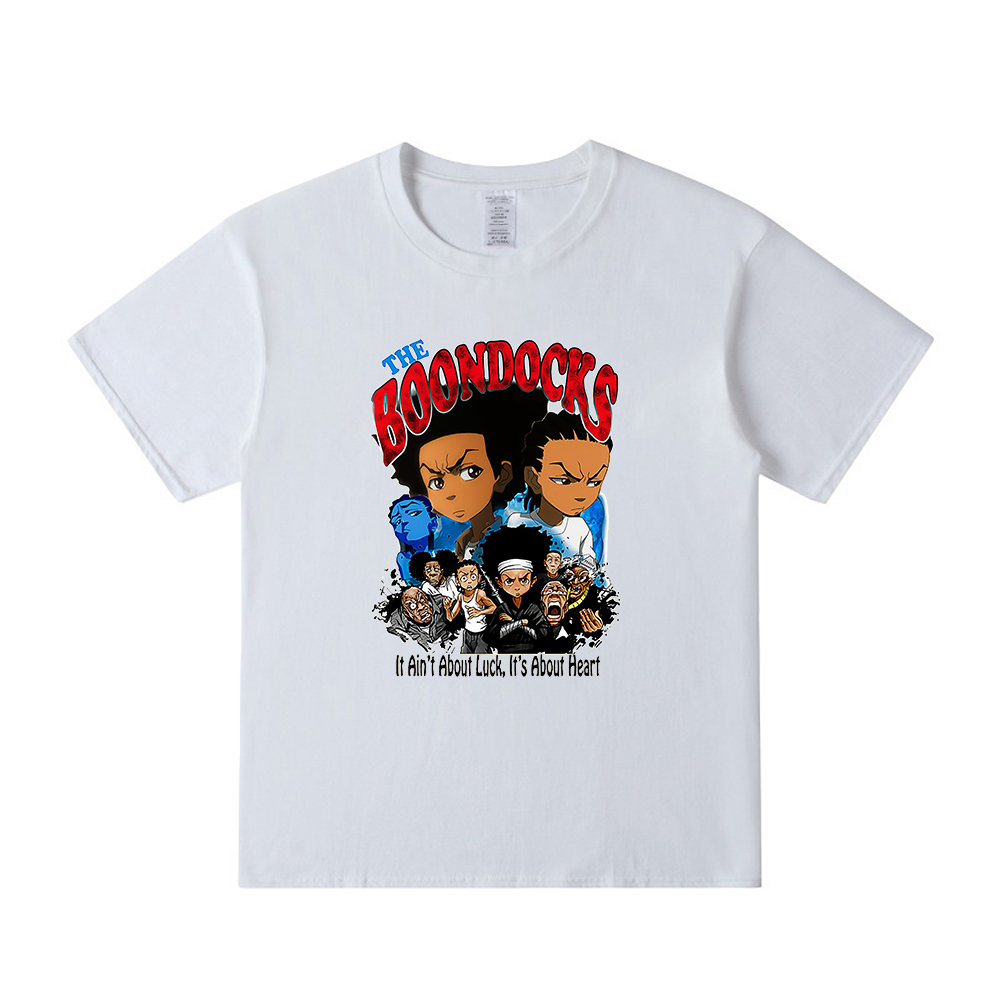 The Boondocks T-shirt Black Cartoon Anime Tee Crewneck Streetwear Women ...