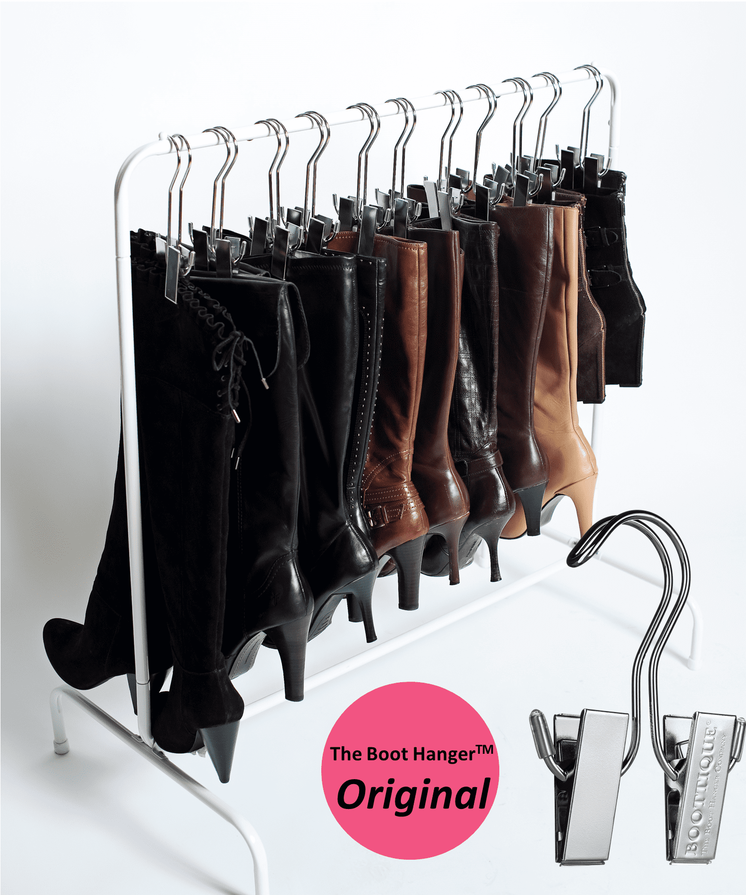 The Boot Rack Garment with Hangers Fits in Most Closets, 6 Silver Boot ...