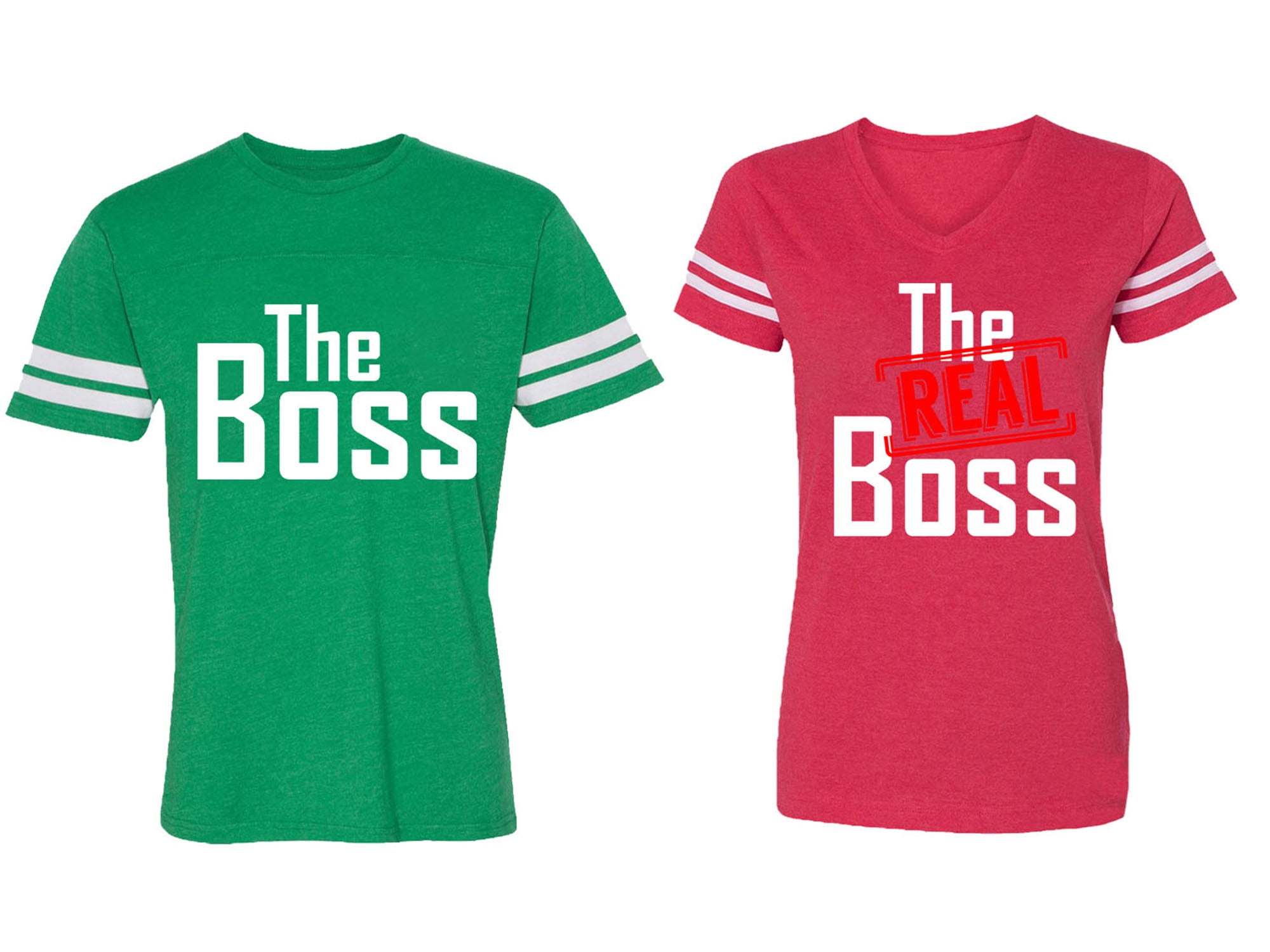 The Boss The Real Boss Matching Couple Cotton Jerseys (Men Green ...