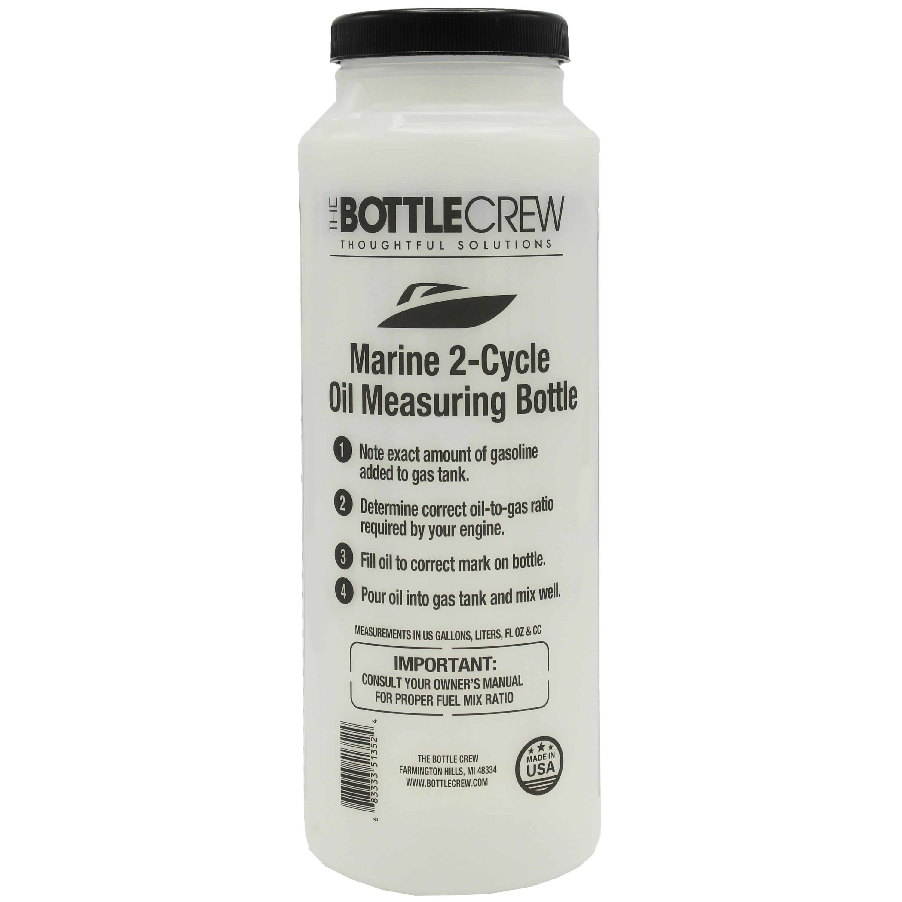 The Bottle Crew Marine Mixing Bottle, 32 fl oz Capacity Size Boat ...