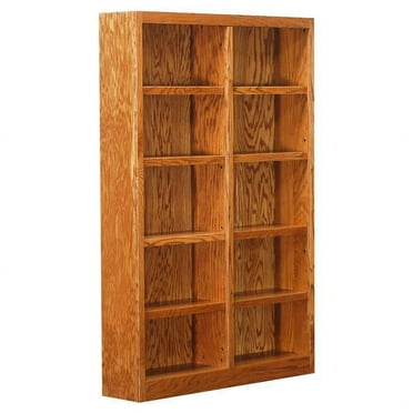 Traditional 84" Tall 18-Shelf Triple Wide Wood Bookcase in Dry Oak ...