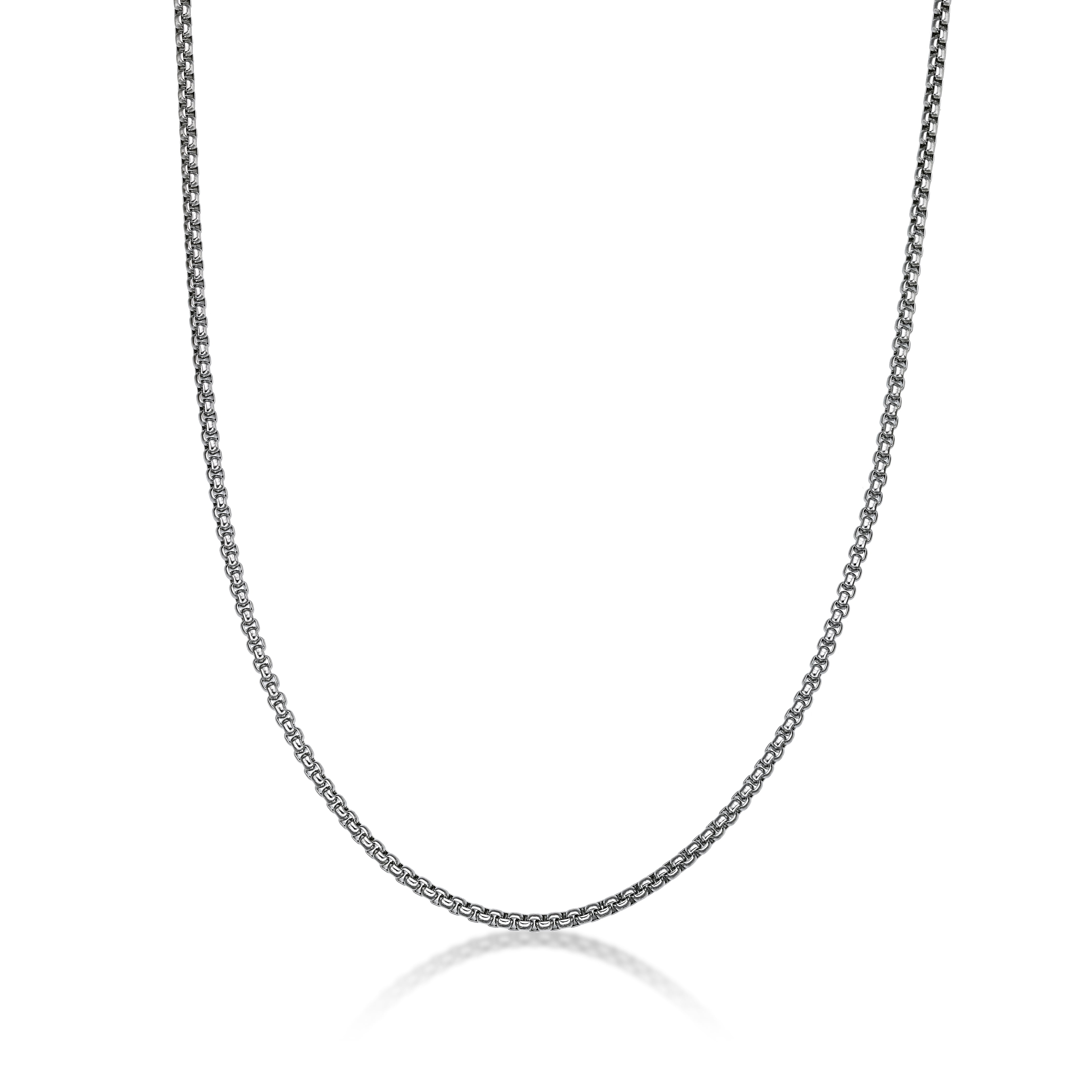 The Box - Rounded Stainless Steel 3.5mm Chain Necklace - 18 Inches ...