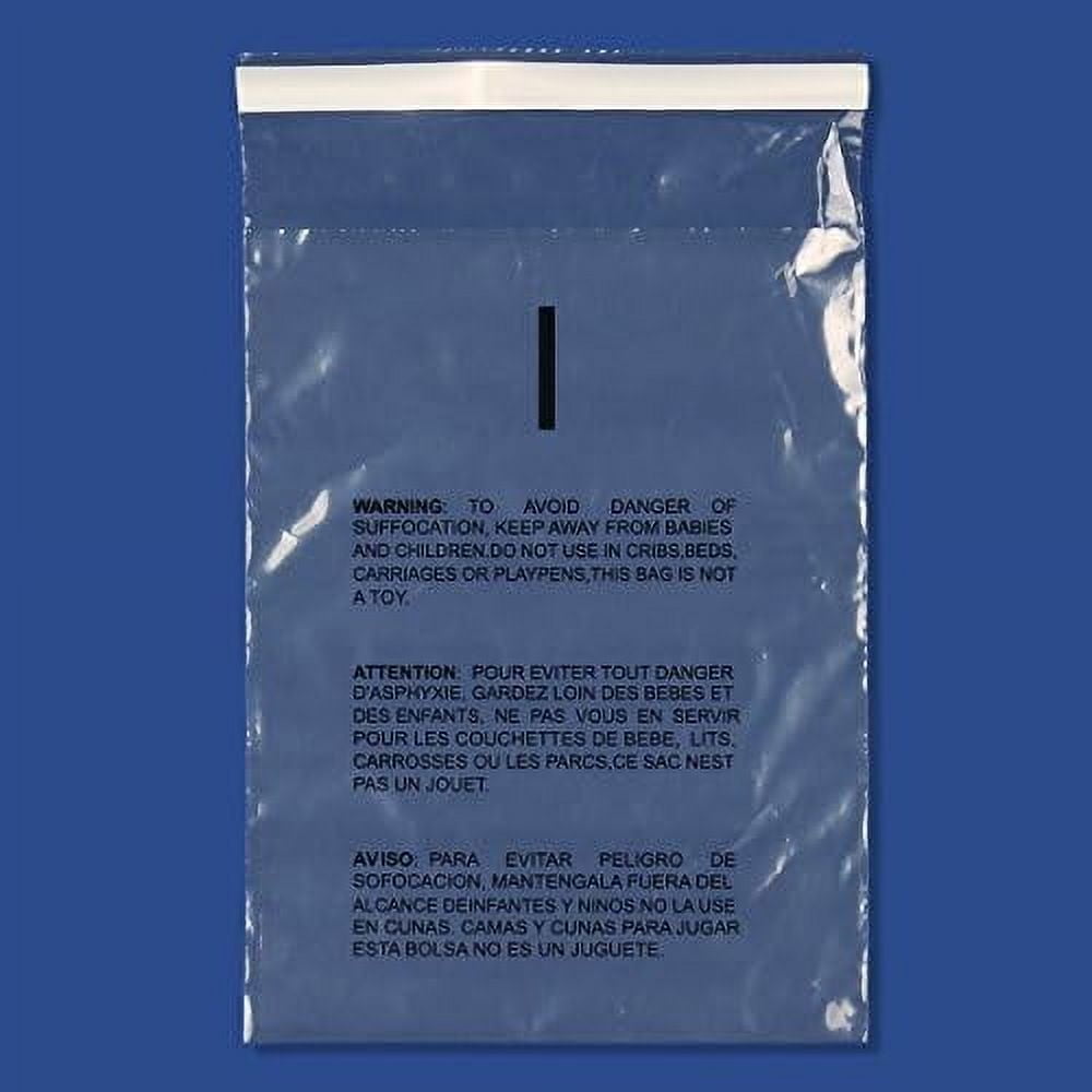 The Boxery 10"x15" Clear Poly Bags 1.5 Mil – Self-Seal with Suffocation ...