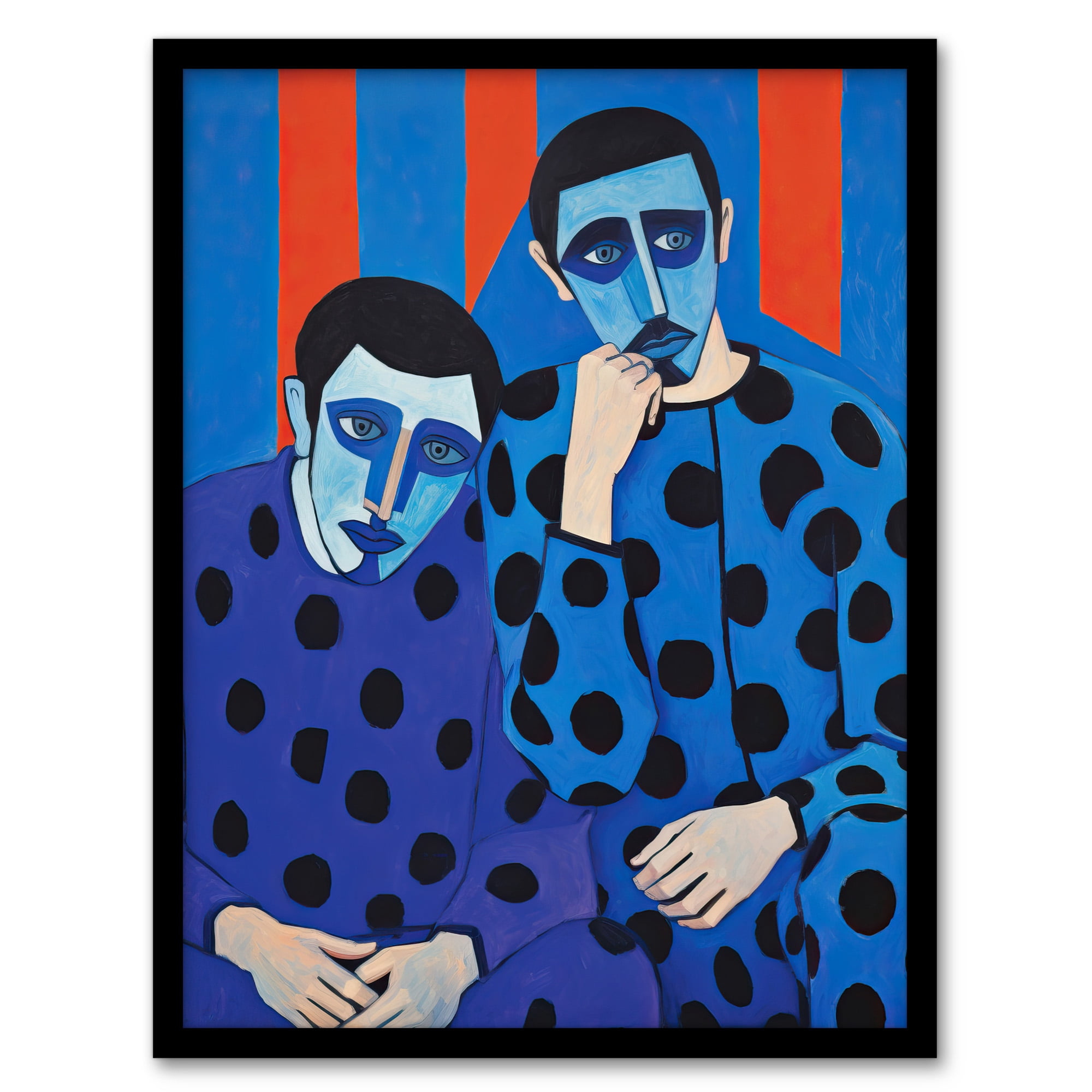 The Boys In Blue Twin Brothers Portrait Purple Cobalt Red Oil Painting ...