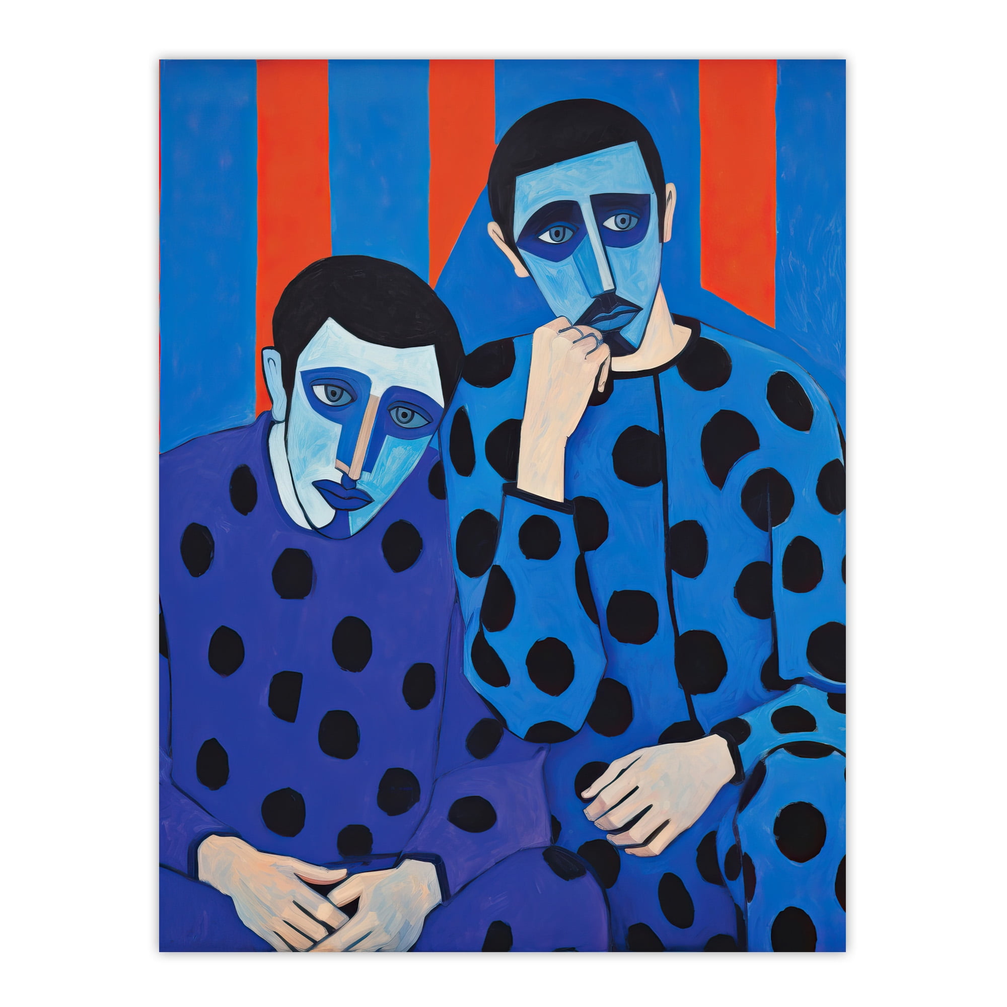 The Boys In Blue Twin Brothers Portrait Purple Cobalt Red Oil Painting ...