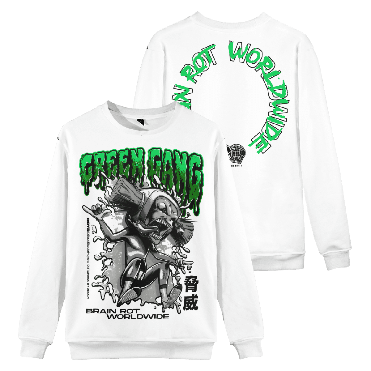 The Boys Merch Green Gang Brush Head Crewneck Sweatshirt Fashion Unisex ...