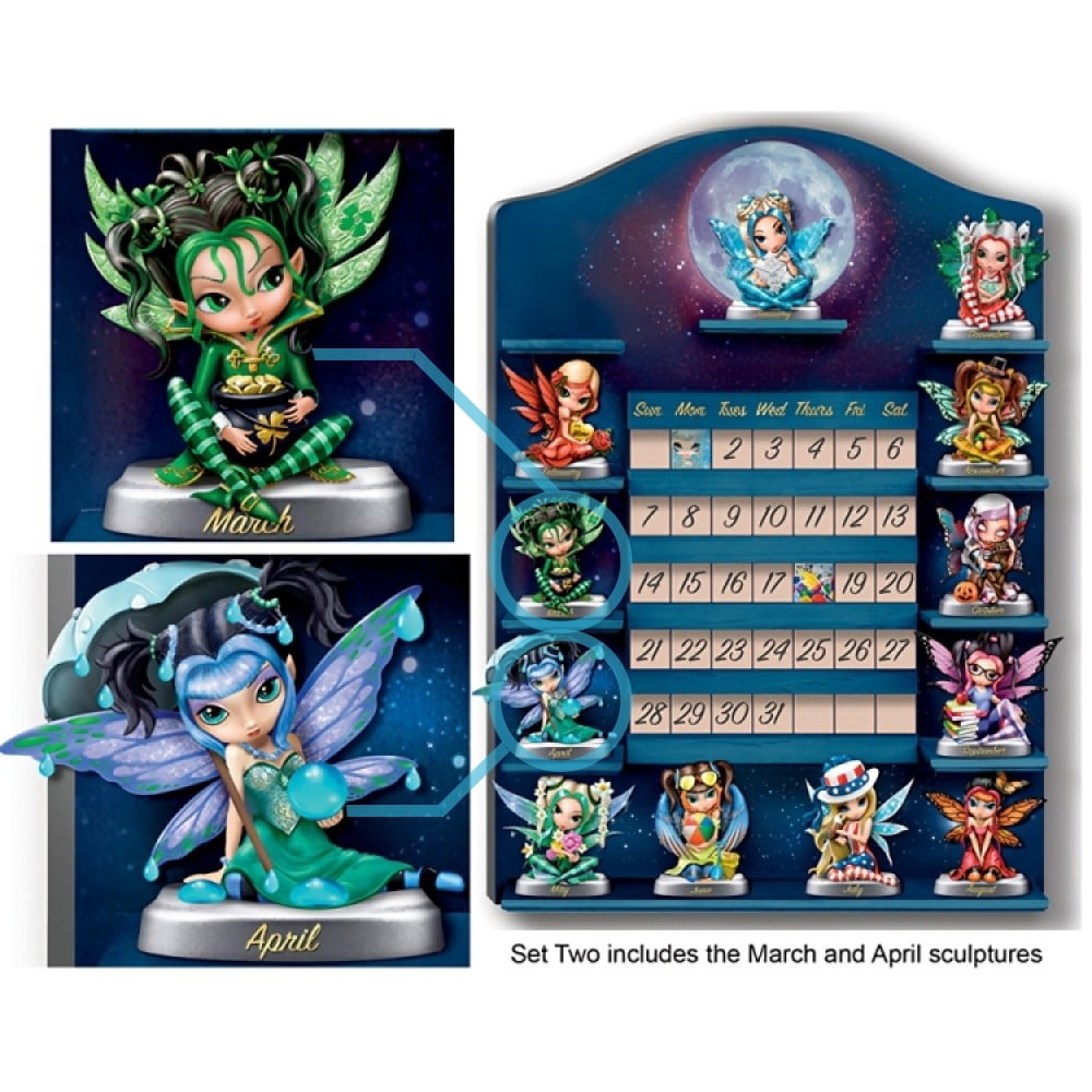 Bradford Exchange Calendar, MARCH & APRIL Fairy Sculptures, 3.5-Inches ...