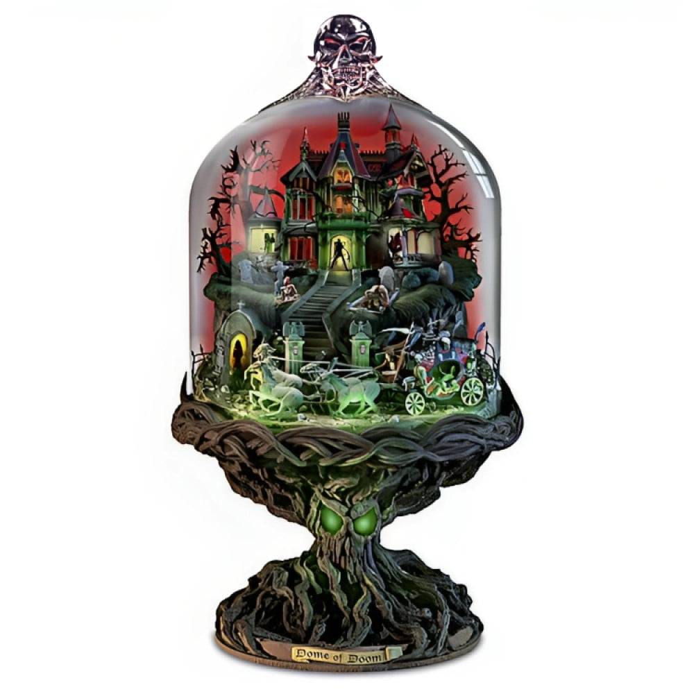 The Bradford Exchange Dome Of Doom Light-Up Haunted House Sculpture ...