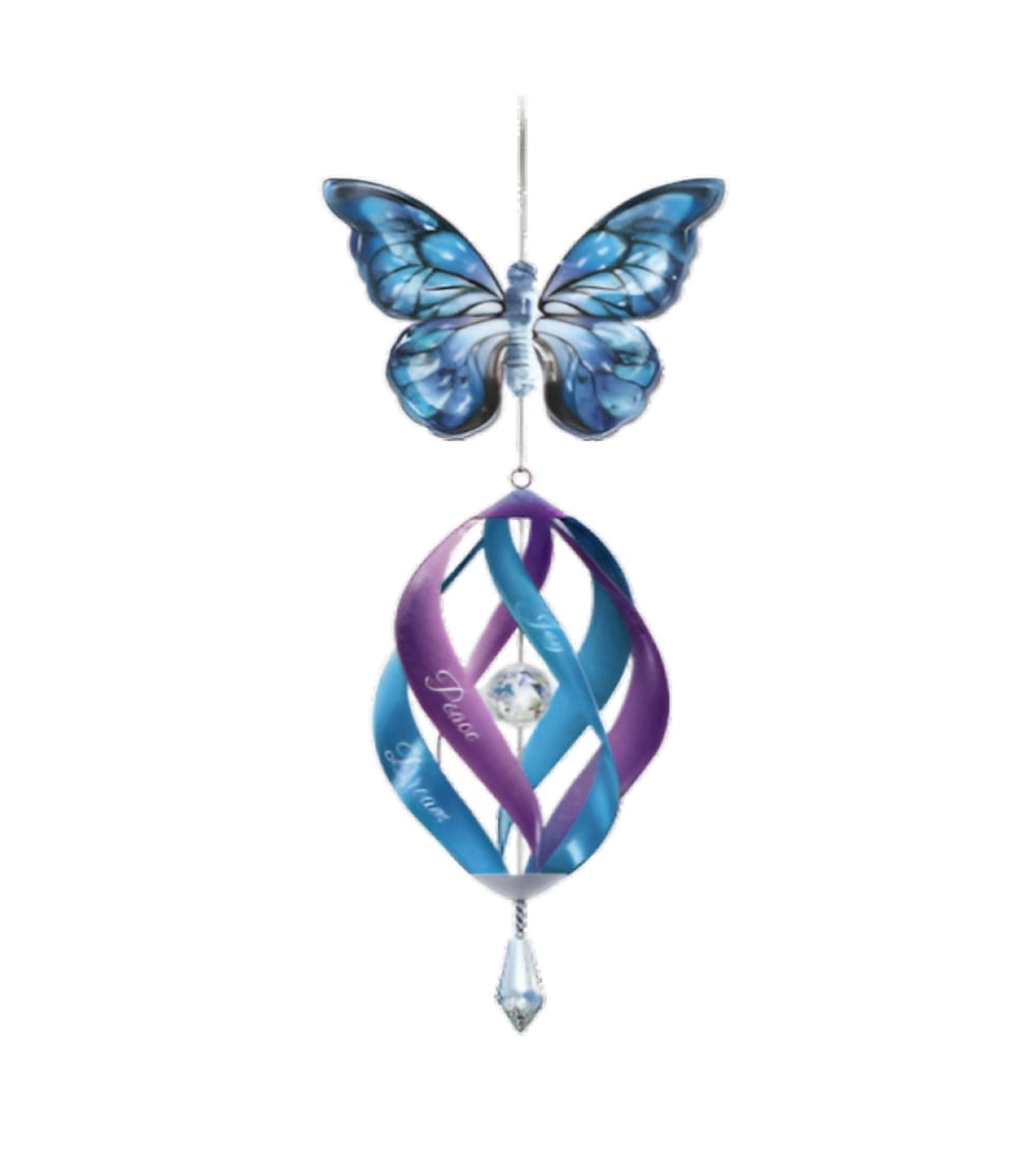 The Bradford Exchange Fluttering Beauty Wind Spinner Solar-Powered ...