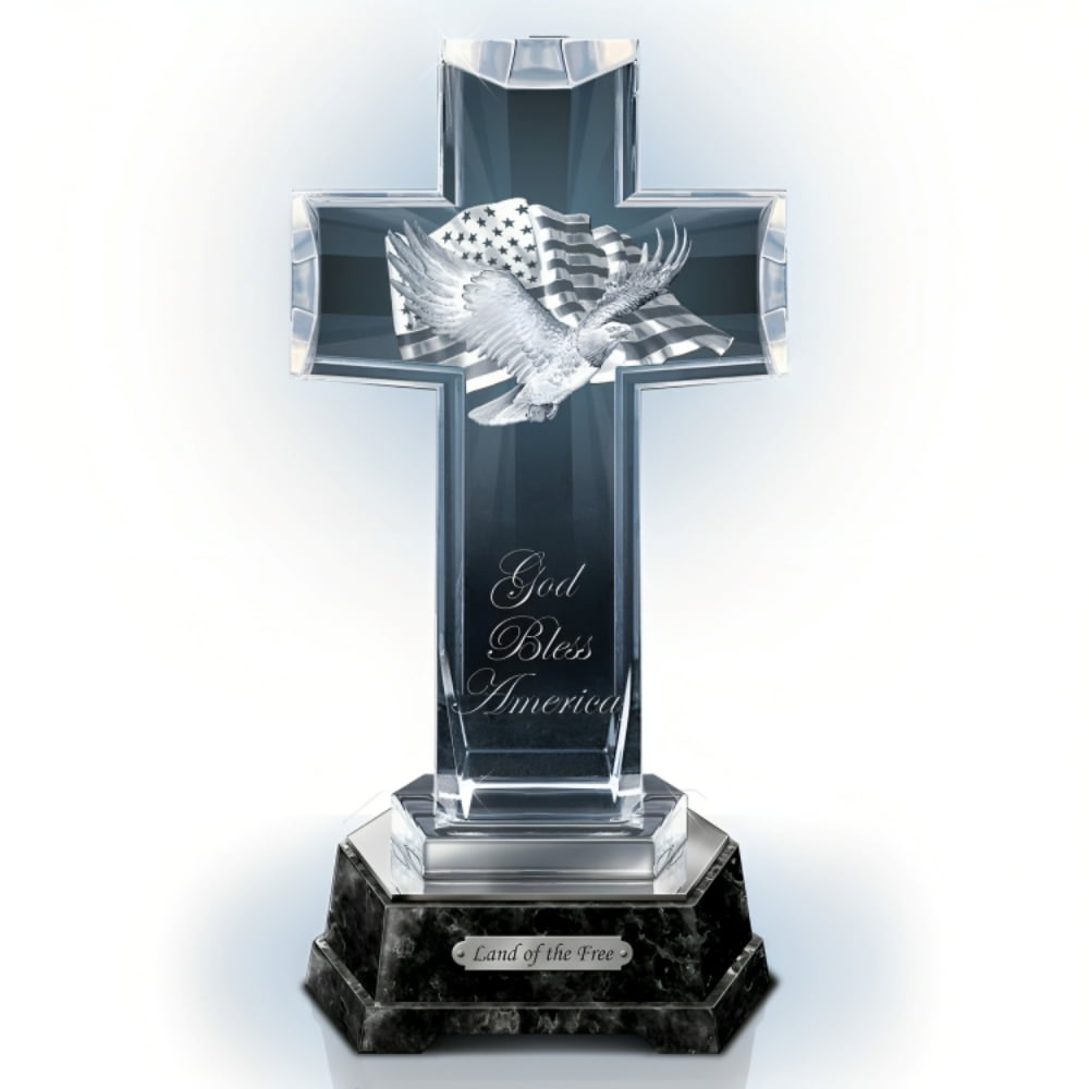 The Bradford Exchange God Bless America Illuminated Glass Cross with ...