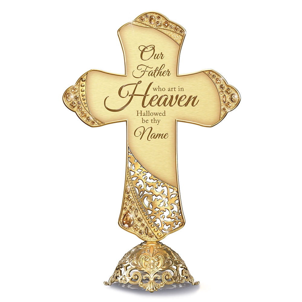 The Bradford Exchange Heaven's Glory Musical Cross Sculpted Golden ...