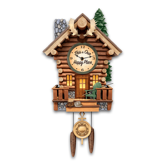 The Bradford Exchange Log Cabin Illuminated with Wilderness Sounds Wall ...