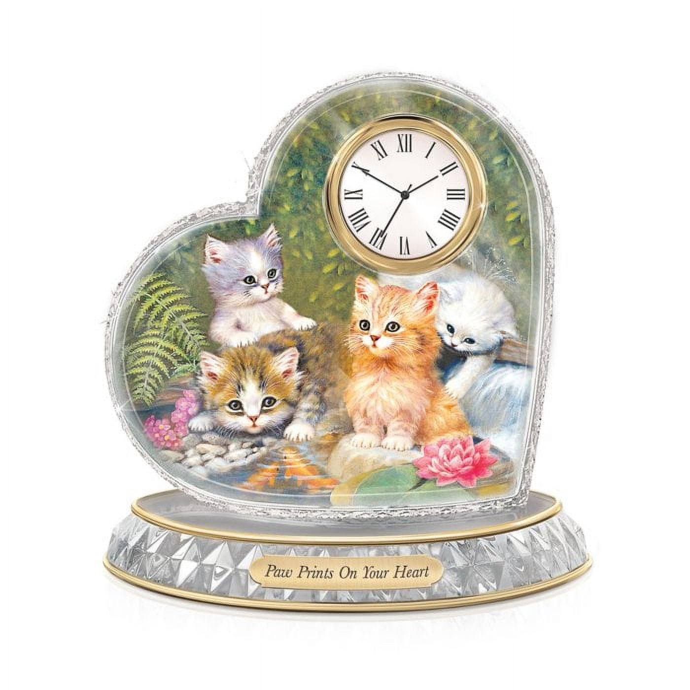 The Bradford Exchange "Paw Prints On Your Heart" Glass Art Clock by ...