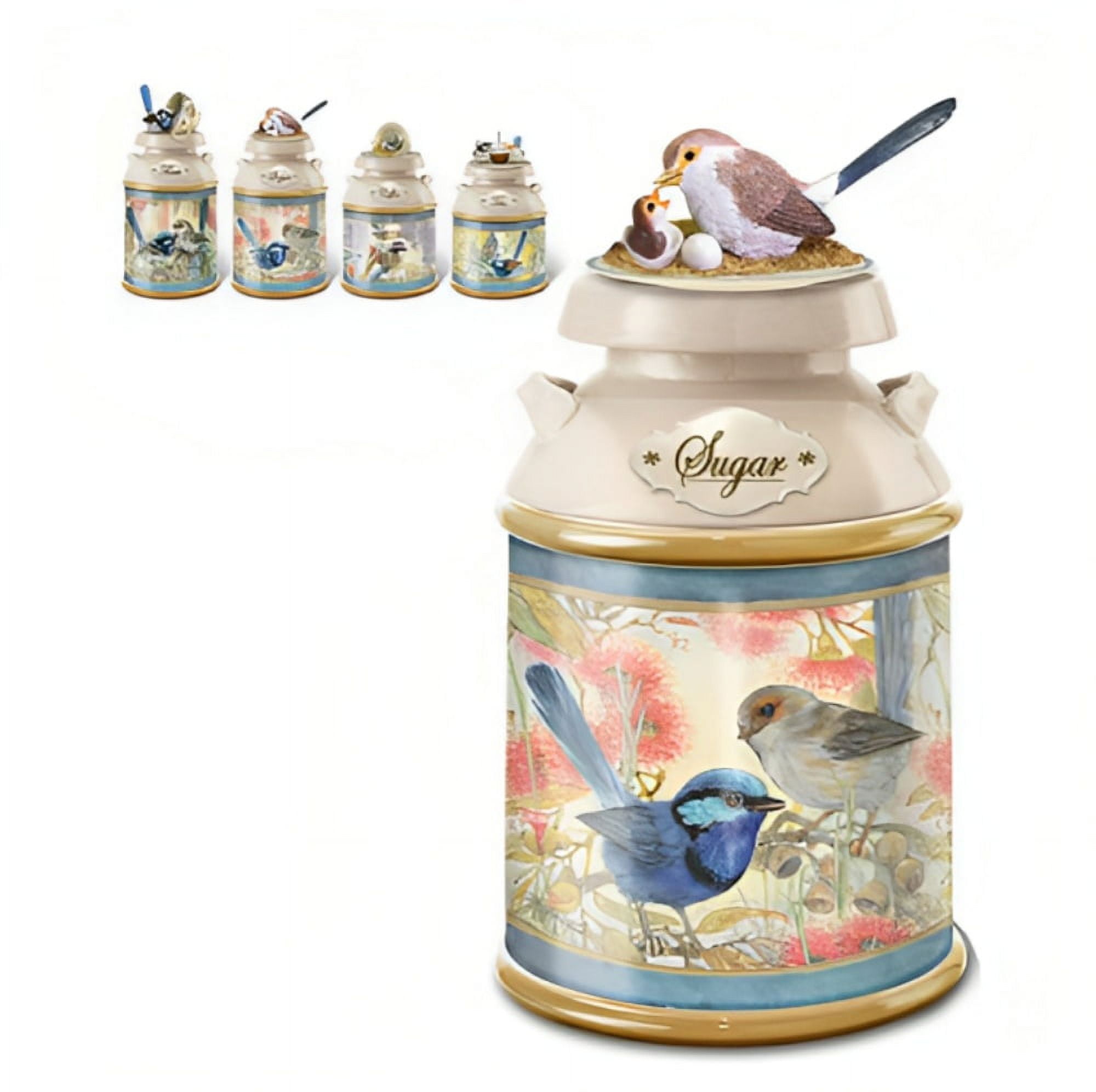 The Bradford Exchange Purple Crown Wren Canister Captivating Elegance ...