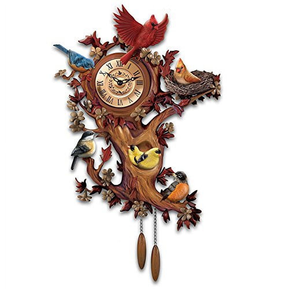 The Bradford Exchange Treetop Chorus Songbird Sculptural Wall Clock ...