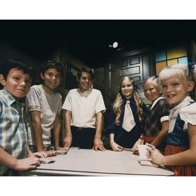 The Brady Bunch Cool Pose Of The Brady Kids Playing Cards Around Table ...
