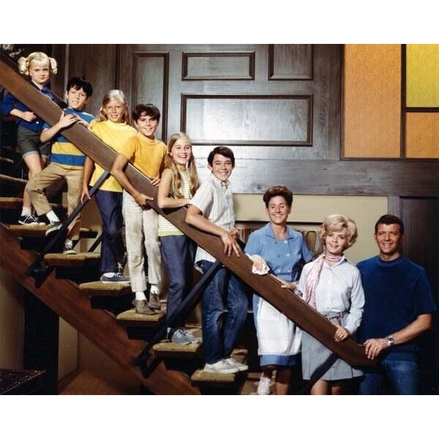 The Brady Bunch classic family line-up season one on staircase 8x10 ...